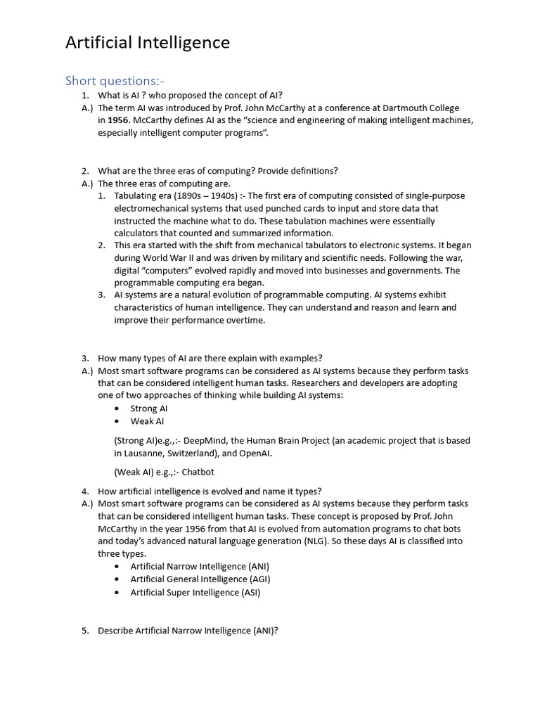 Overview of Artificial Intelligence Eras | PDF | Artificial ...
