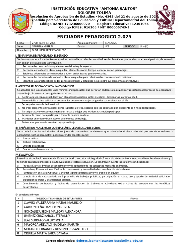 PRIMER PERIODO Encuadre Pedagogico LENGUAJE IEAS 2025 | PDF ...