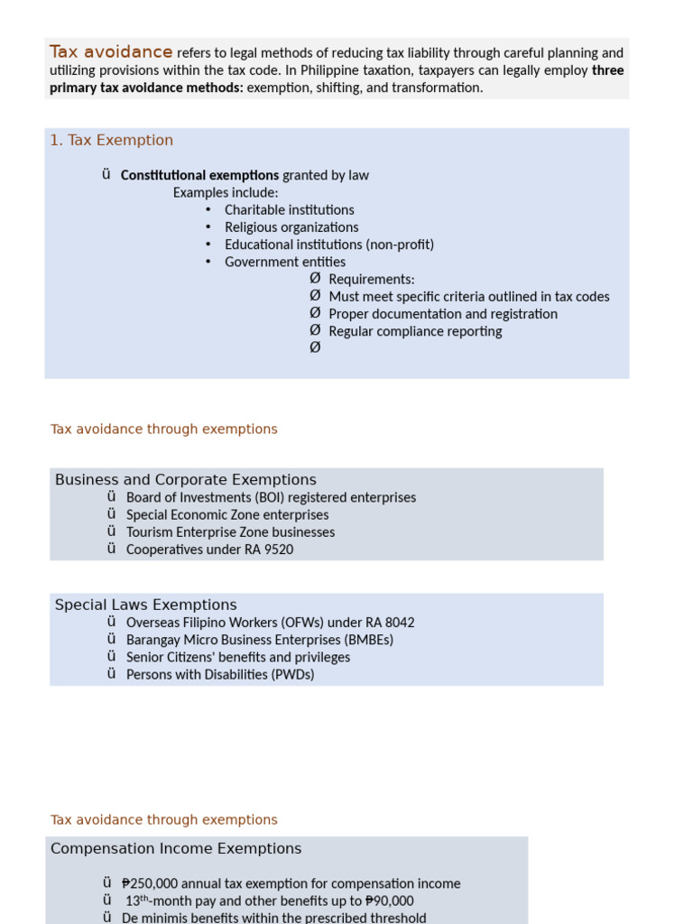 Module 2 Tax Avoidance - 9079880 | PDF | Taxes | Tax Exemption