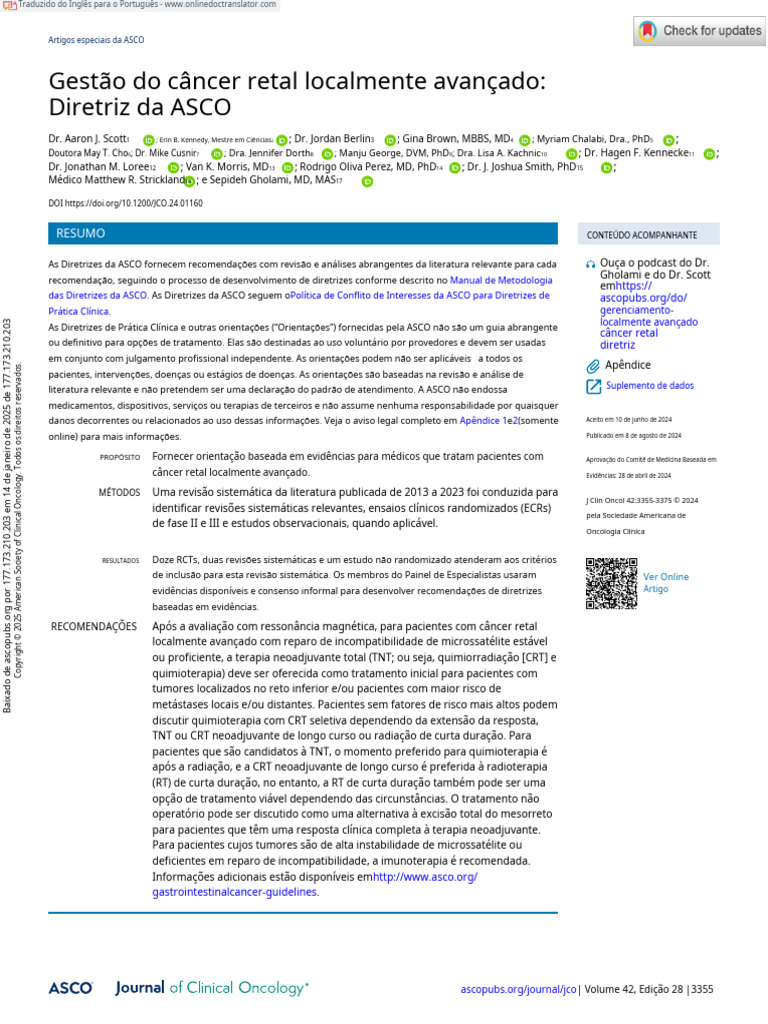 Scott Et Al 2024 Management of Locally Advanced Rectal Cancer Asco ...