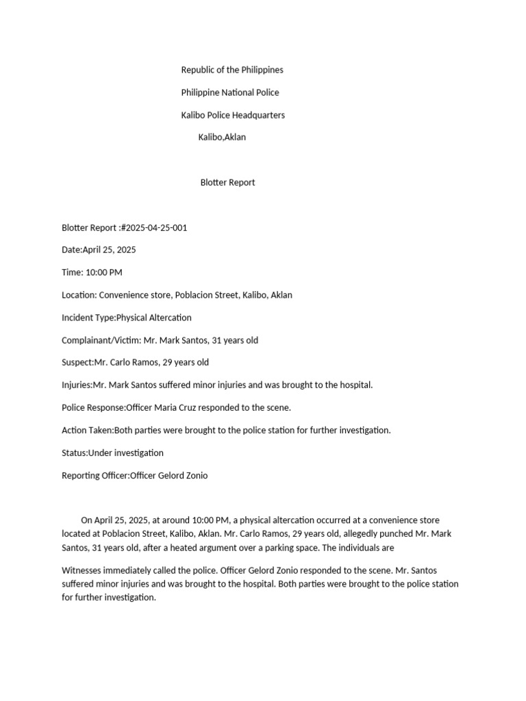 Blotter Report | PDF