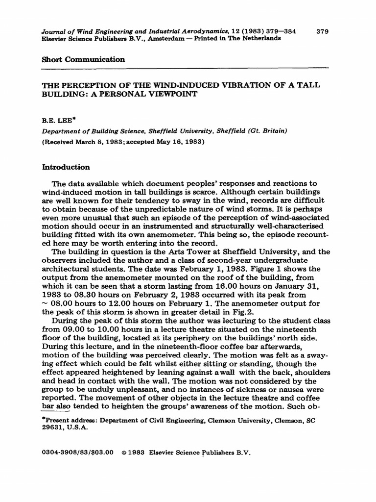 The Perception of The Wind Induced Vibration of | PDF | Force | Mechanics