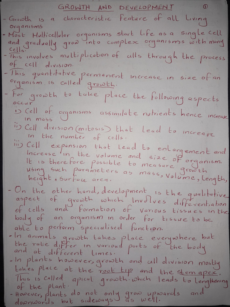 GROWTH AND DEVELOPMENT FORM 3 NOTES | PDF