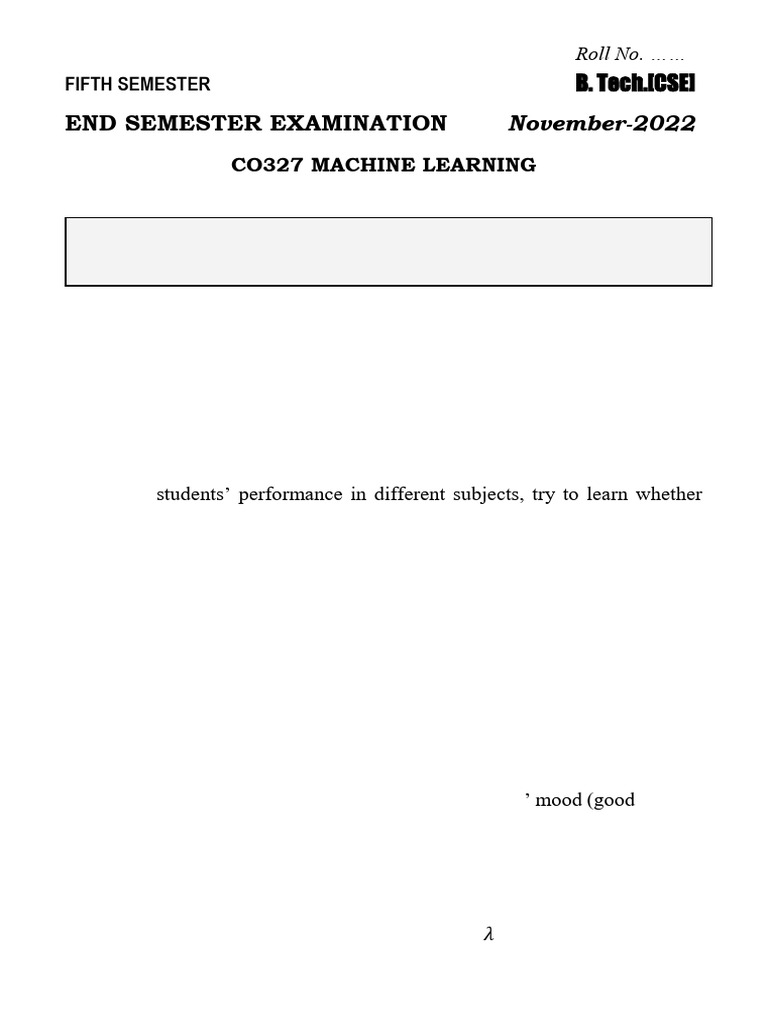Machine Learning Exam Questions 2022 | PDF | Support Vector Machine ...