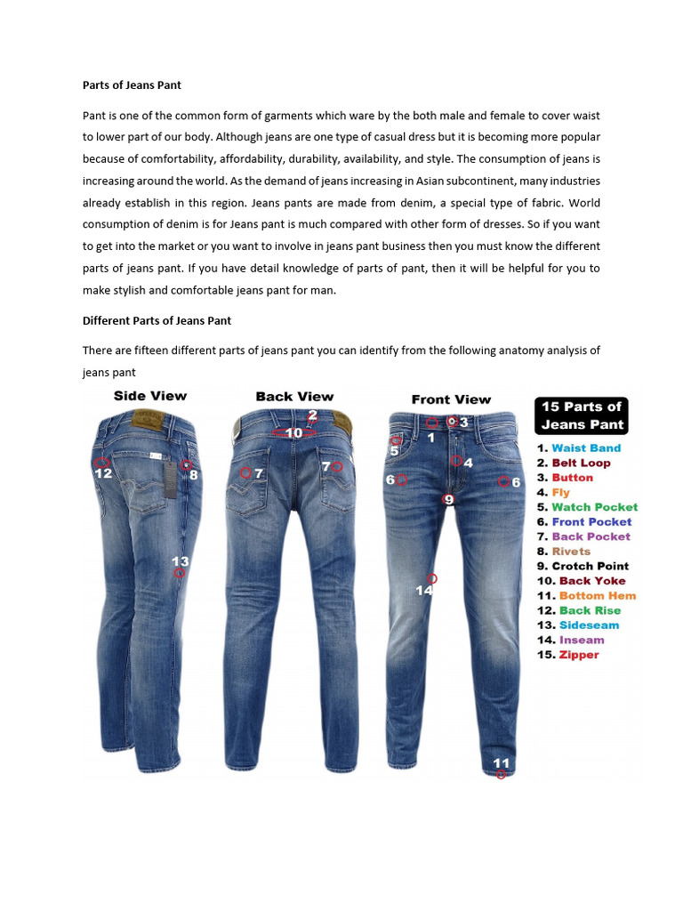 Name of Different Parts of Jeans Pant | PDF | Trousers | Jeans