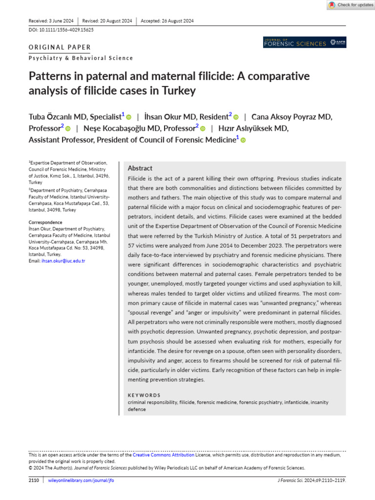 Journal of Forensic Sciences - 2024 - Özcanlı - Patterns in Paternal ...