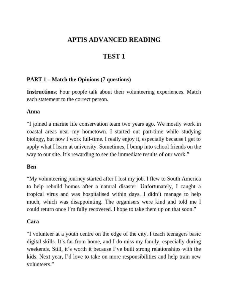 Aptis Advanced Reading Test 1 | PDF | Jeans | Fashion