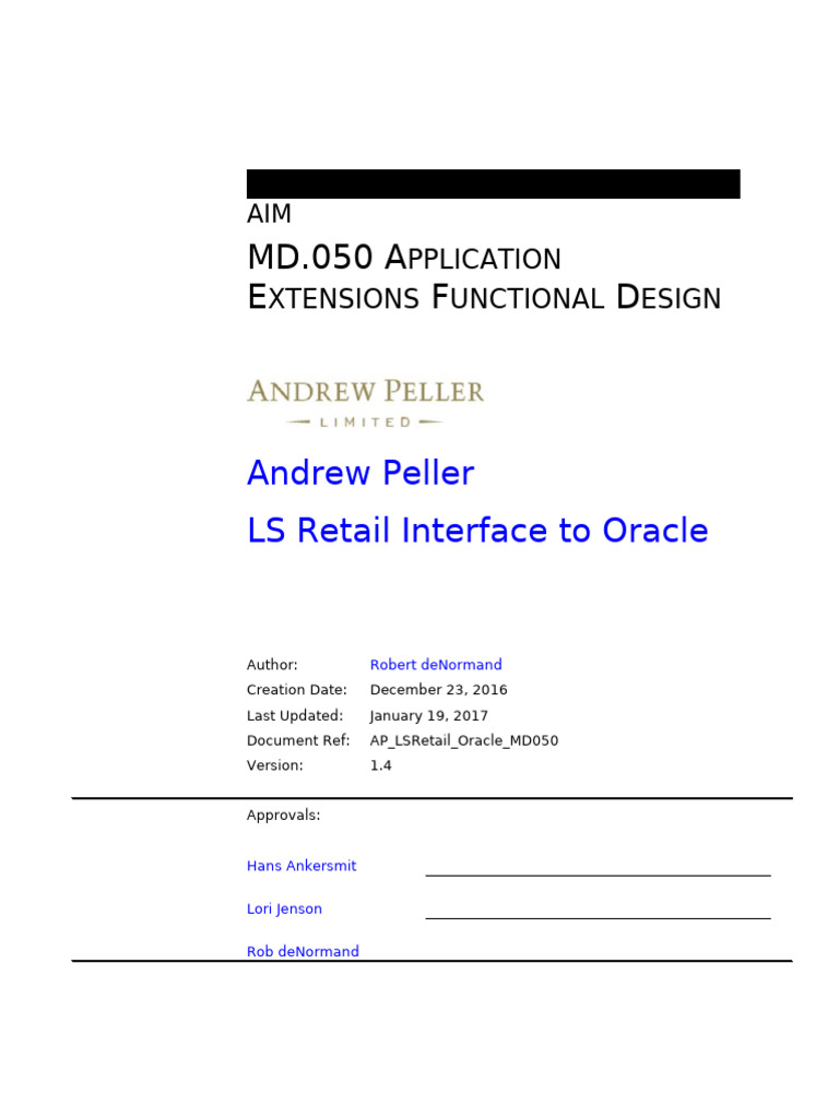 Andrew Peller MD-050 LS Retail FUNCTIONAL DESIGN Ver 1.3 | PDF ...
