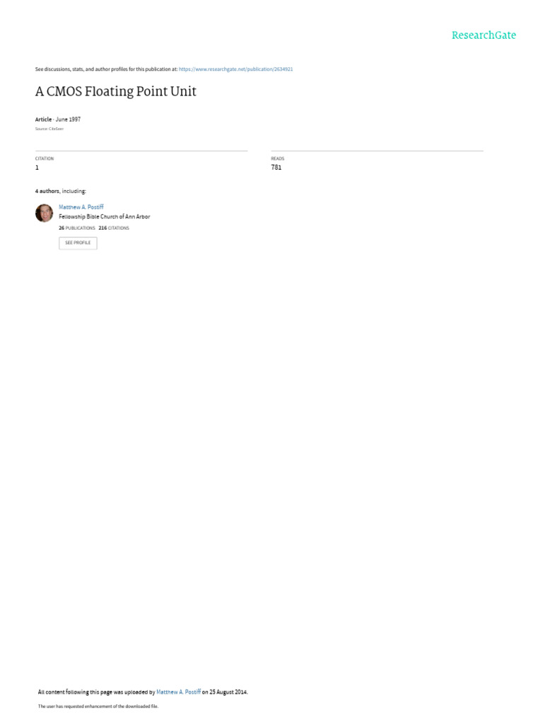 A CMOS Floating Point Unit | PDF | Digital Electronics | Computer ...