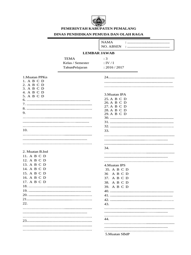 Lembar Jawab | PDF