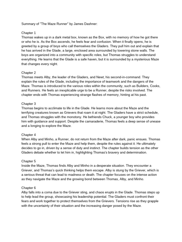 Summary of - The Maze Runner - by James Dashner | PDF | Courage