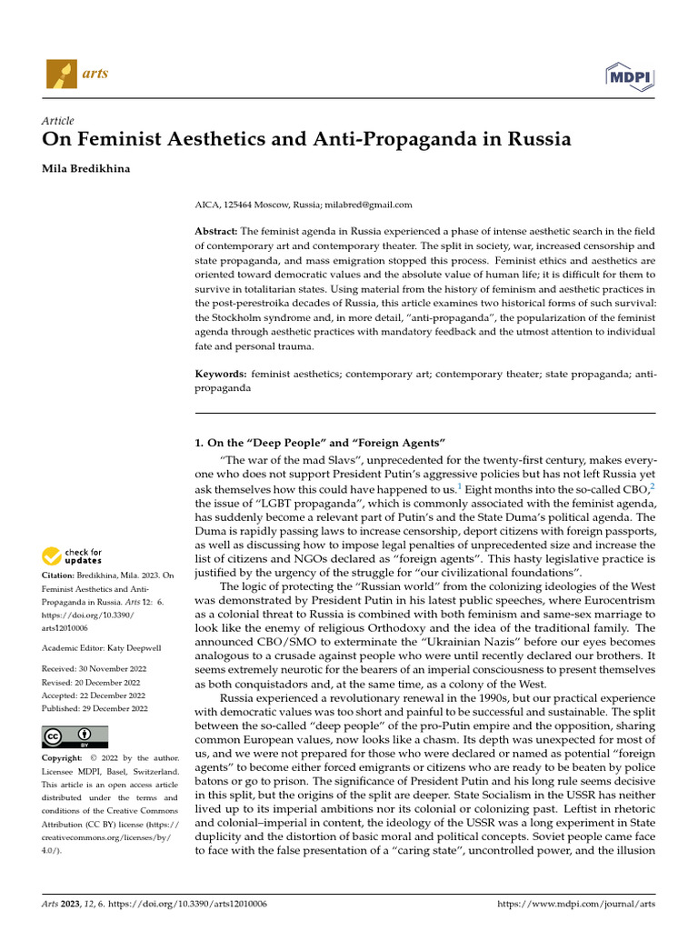 On Feminist Aesthetics and Anti-Propaganda in Russia | PDF | Feminism ...
