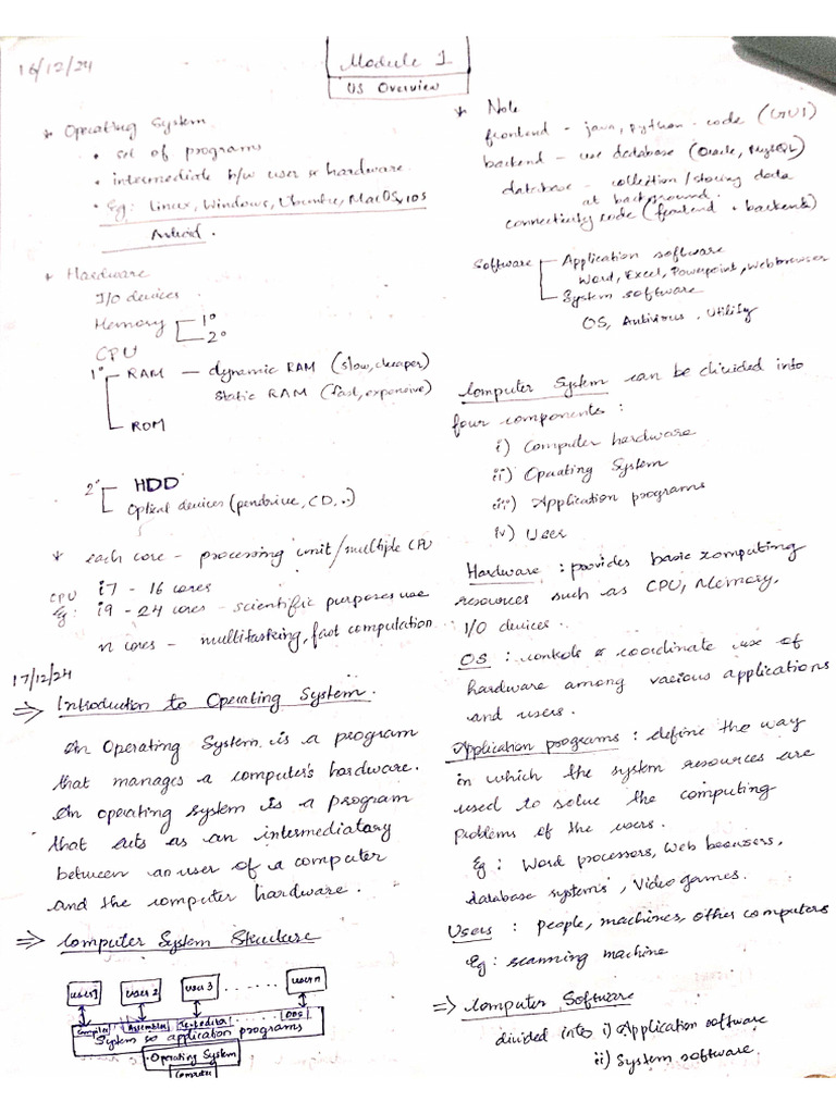CST206 KTU s4 Operating System-Mod1 | PDF