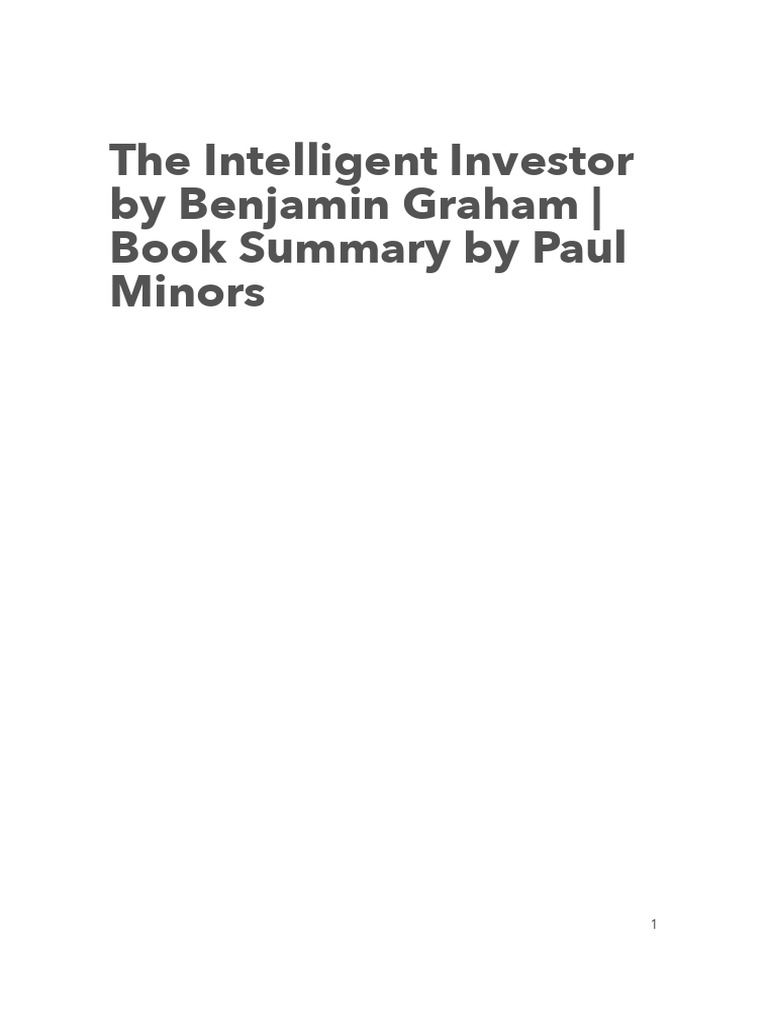 Intelligent Investor Summary Guide | PDF | Cost Of Living | Investing