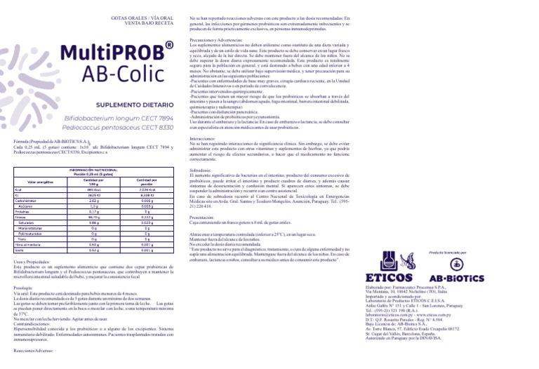Multiprob Colic Pro | PDF | Suplementos dietéticos | Dieta