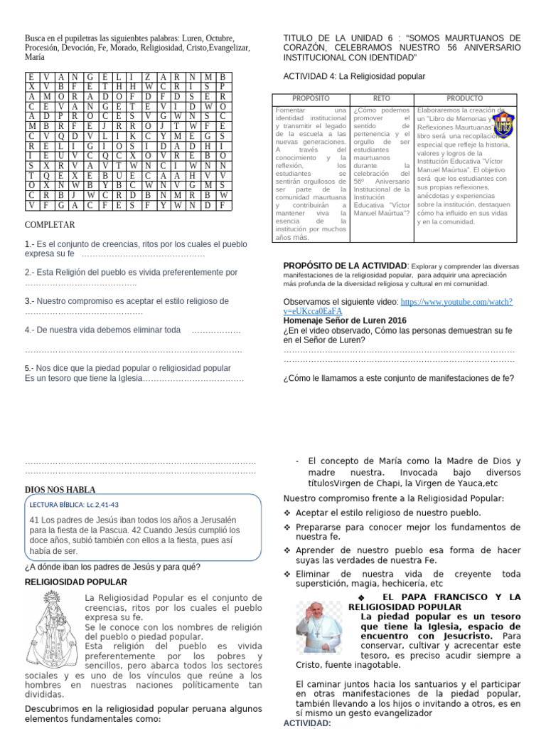 Religiosidad Popular y Fe en Perú | PDF | María, madre de Jesús | Fe