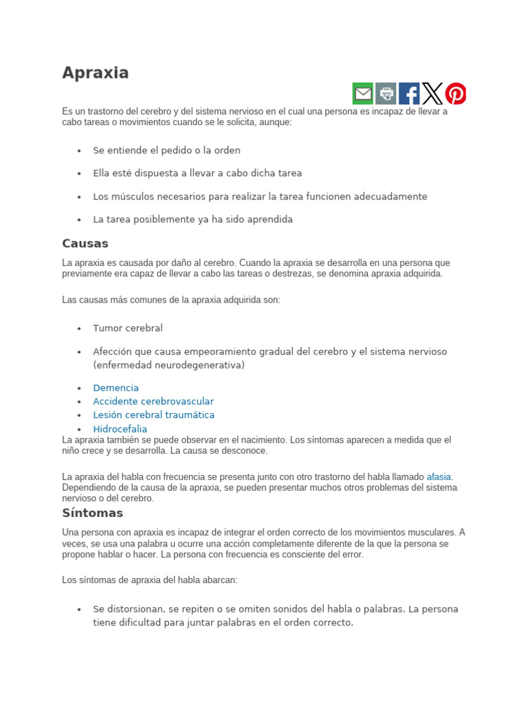 Apraxia | PDF | Sistema nervioso | Enfermedades y trastornos