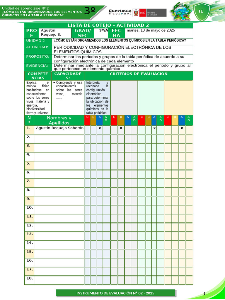 A-3º LC ACT 2 -CYT-U2 | PDF | Tabla periódica