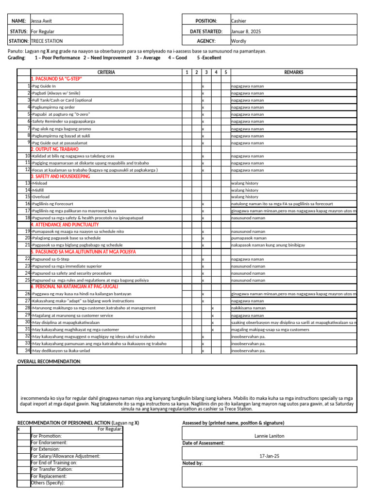 1-17-25 - ASSESSMENT-FORM - Jessa Awit | PDF