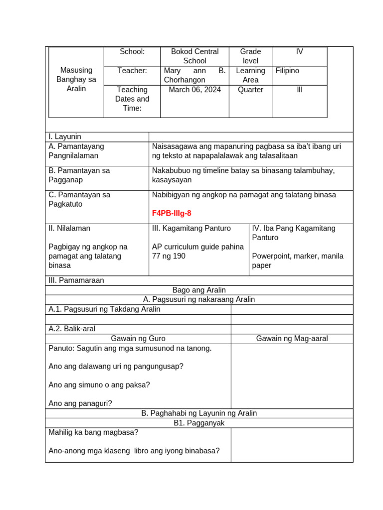 Filipino Paksa | PDF