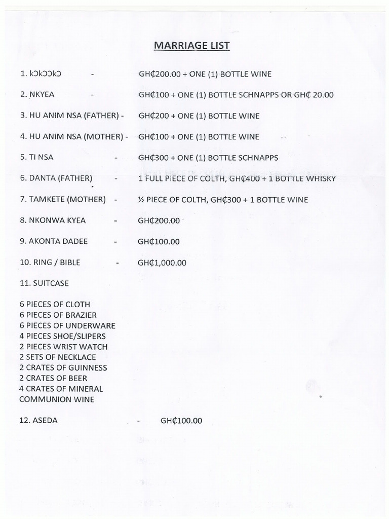 Marriage List-1 | PDF