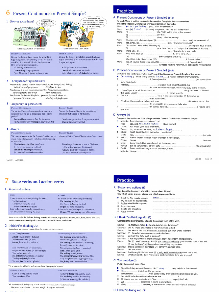 Unit 1_ Grammar 2_ Present Continuous Vs. Present Simple | PDF