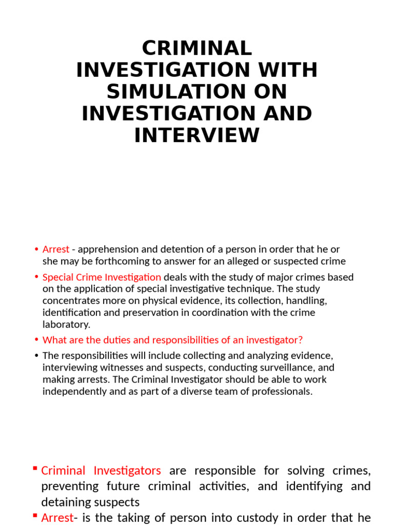 Cdi 324 Criminal Investigation With Simulation On Investigation and ...