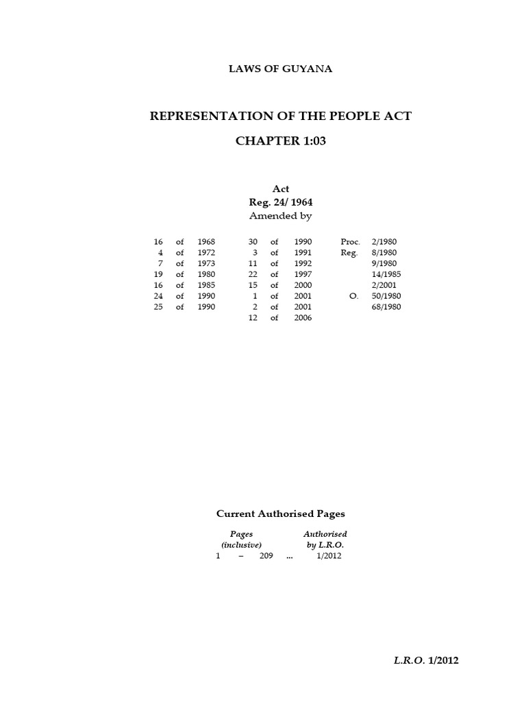 Cap.103 Representation of The People | PDF | Electoral District | Voting