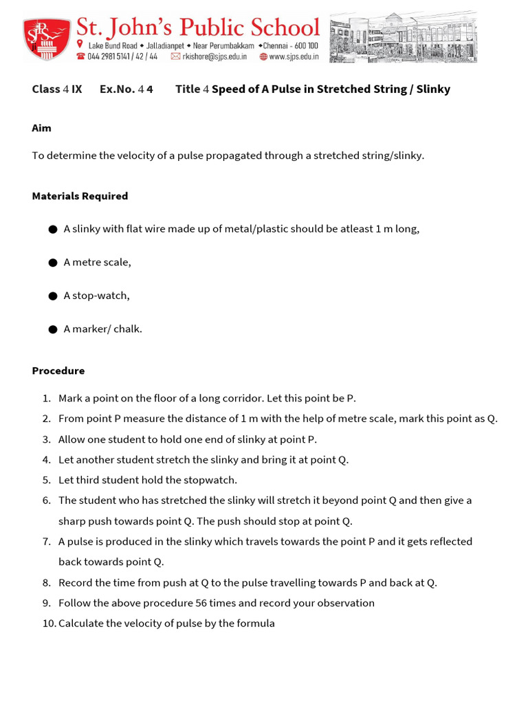 Exp 4 Speed of A Pulse in Stretched String | PDF