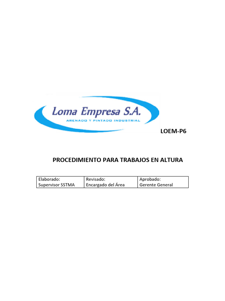 LOEM-P6 Procedimiento de Trabajos en Altura | PDF | Escalera | Conector eléctrico