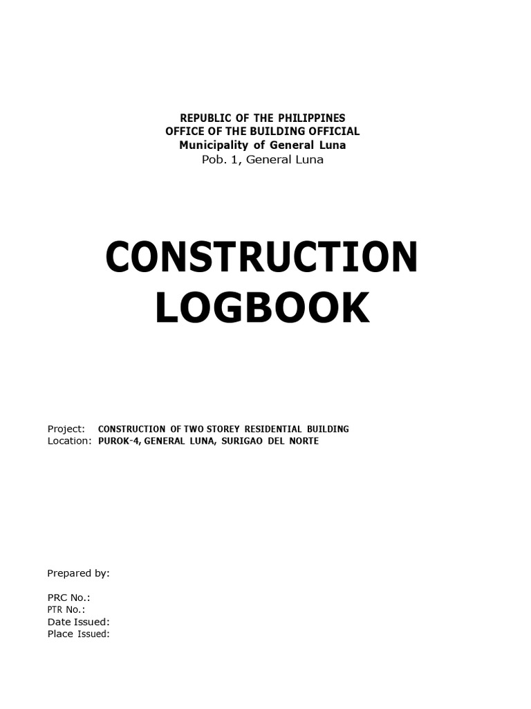 Construction Logbook for Residential Project | PDF | Carpentry ...
