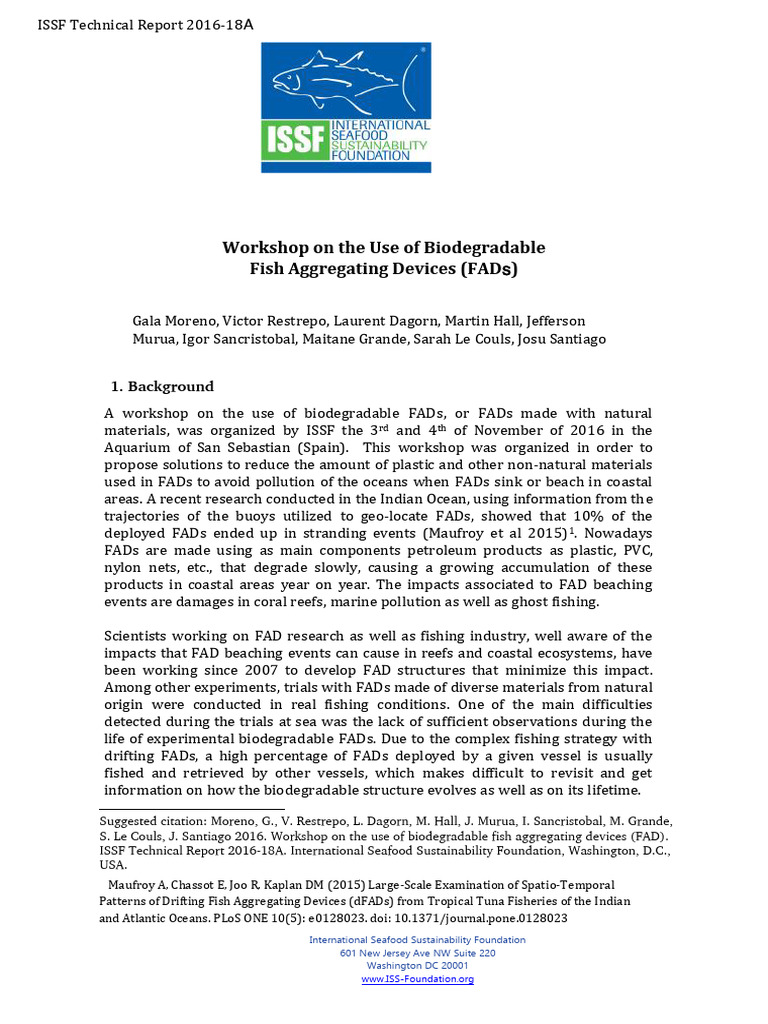 ISSF 2016 18A Workshop On Biodegradable FADs 1 | PDF | Biodegradation ...