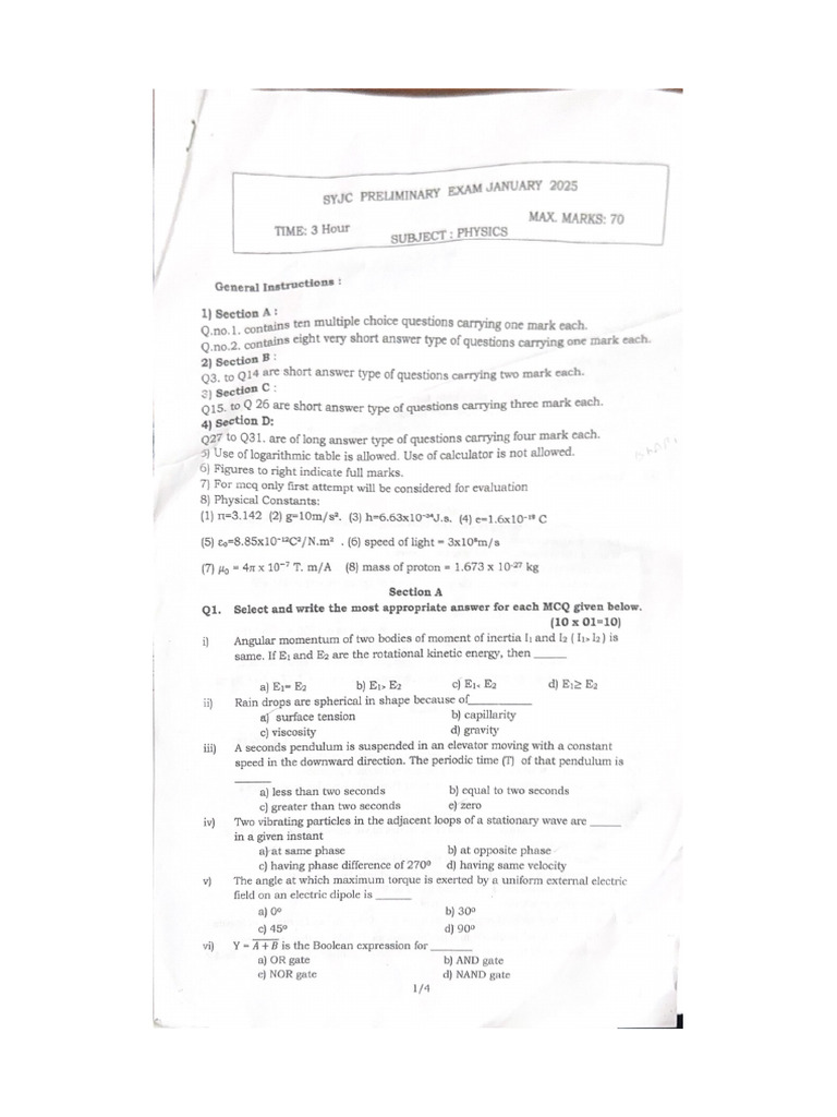 Physics Preliminary | PDF