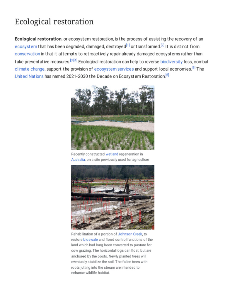 Ecological Restoration Overview | PDF | Ecological Restoration | Ecology