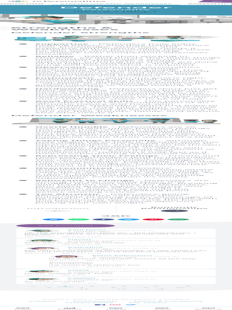 Strengths & Weaknesses Defender (ISFJ) Personality 16personalities | PDF