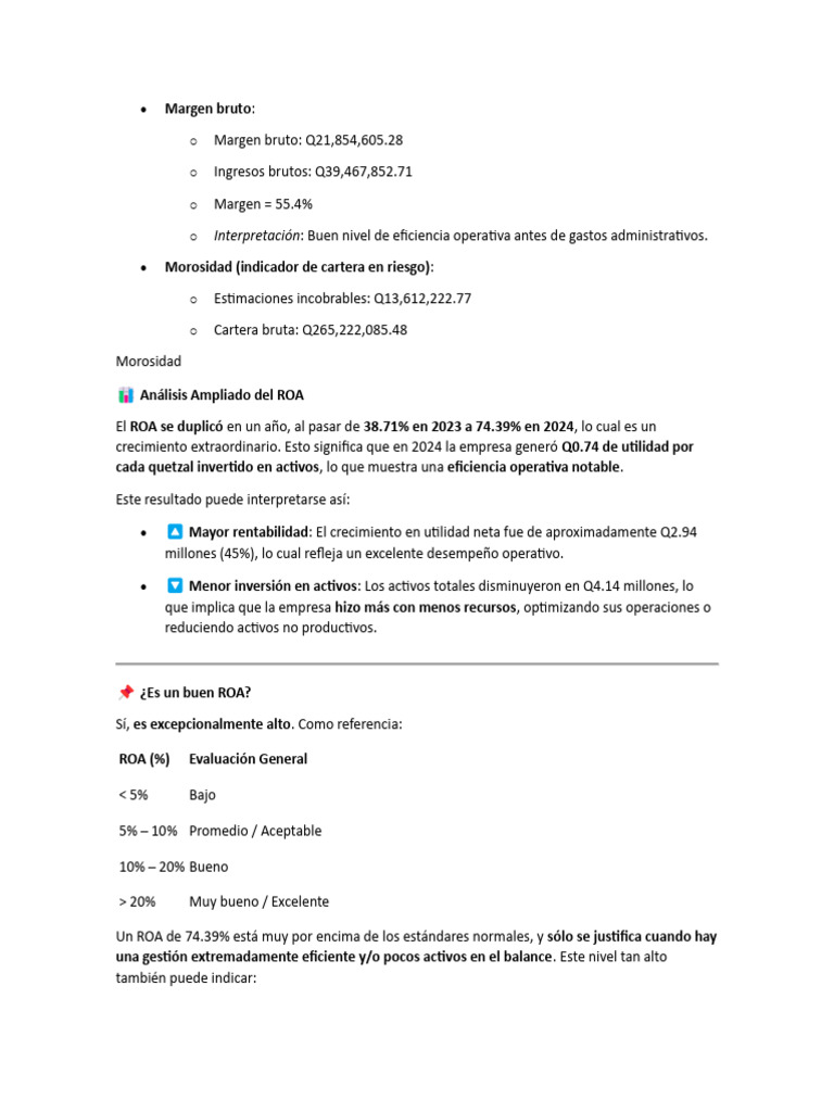 Análisis del ROA y su Interpretación | PDF | Rentabilidad sobre ...