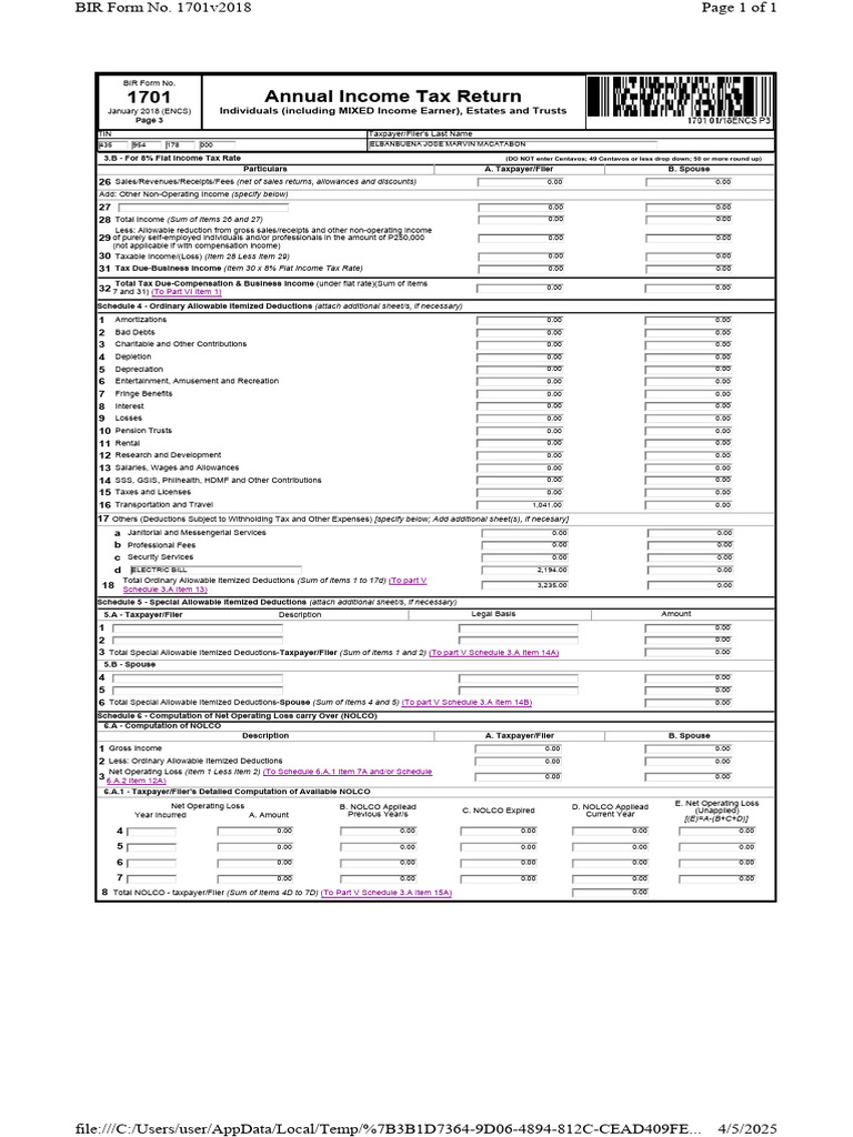1701-3 | PDF | Tax Deduction | Income