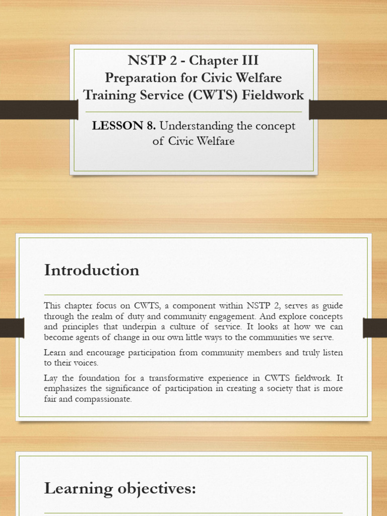 Understanding Civic Welfare in CWTS | PDF | Civic Engagement | Poverty ...