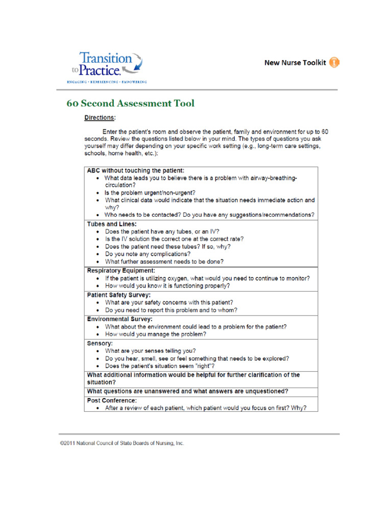 60 Second Assessment Tool-1 | PDF
