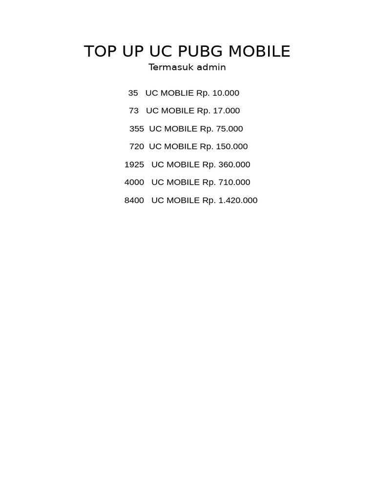 Top Up Uc Pubg Mobile | PDF