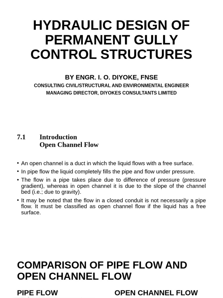 Hydraulic Design of Permanent Gully Control Structures 2021 | PDF ...