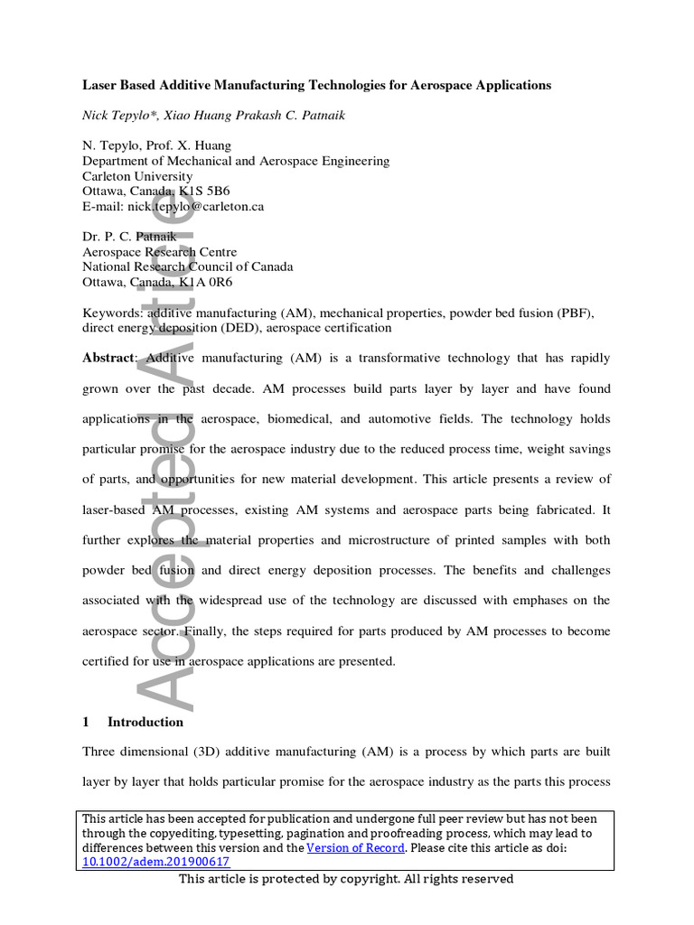 Laser Based Additive Manufacturing Techn (1) | PDF | Heat Treating | Laser