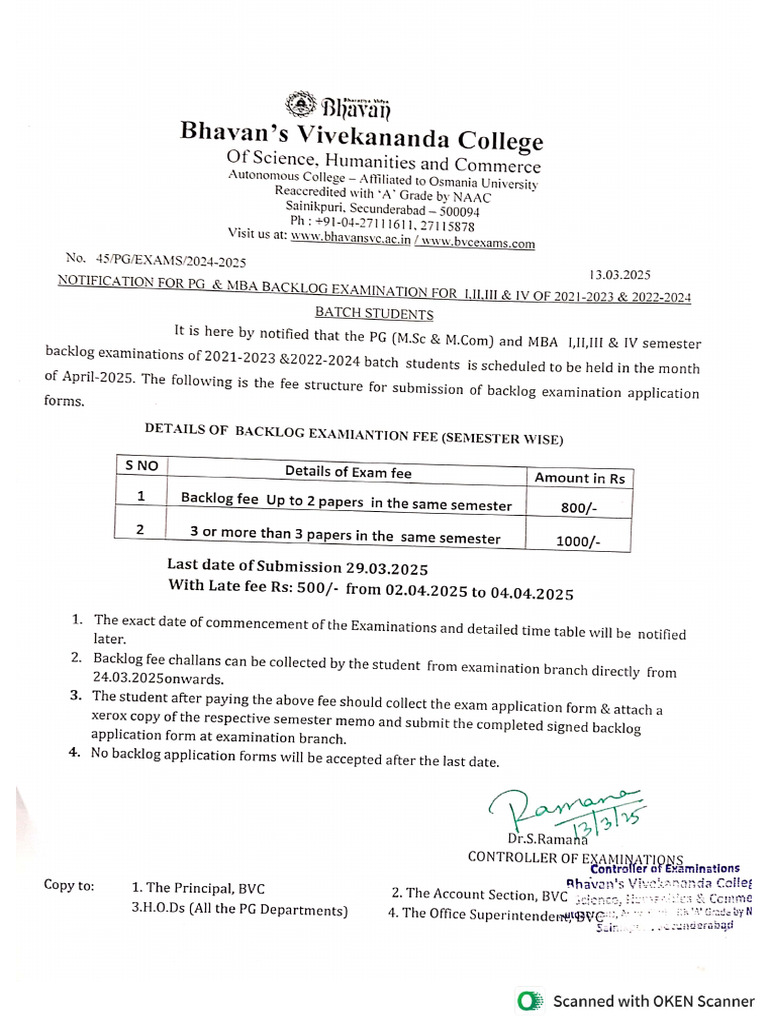 PG and MBA 21-23 and 22-24 Passed Out Batch Backlog Notification Apr-25 | PDF