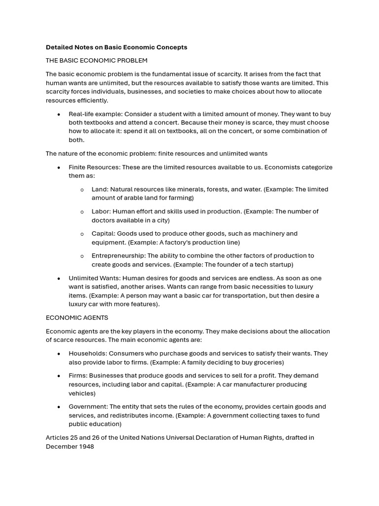 Basic Economic Concepts Notes | PDF | Goods | Economies