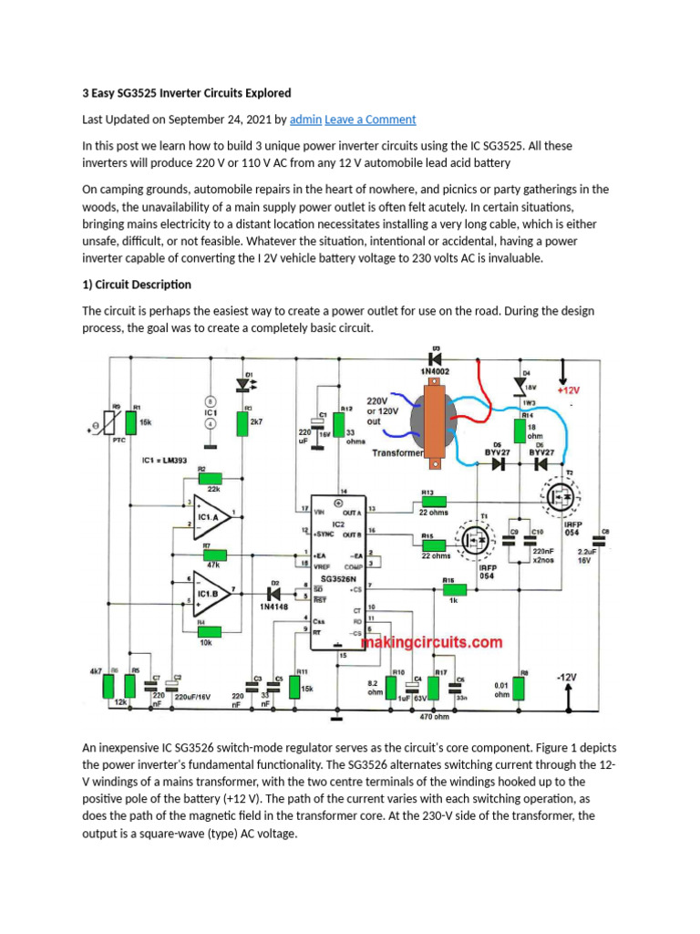 3 Easy SG3525 Inverter Circuits Explored | PDF | Operational Amplifier ...