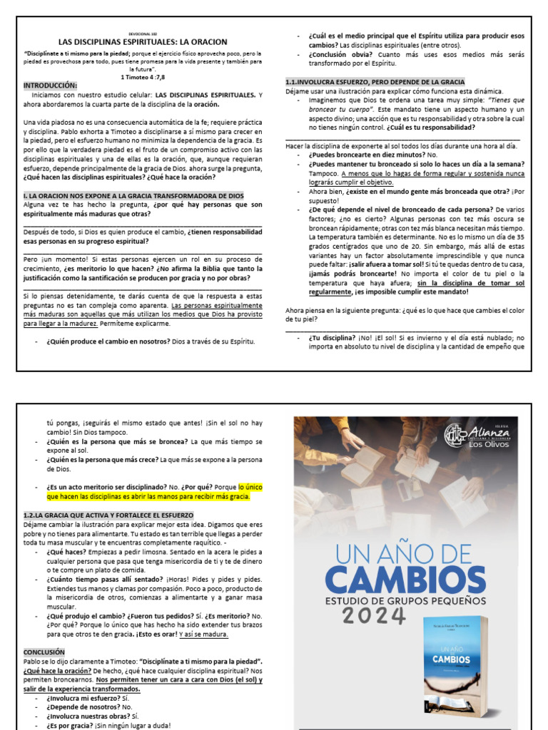 SEMANA 102 LAS DISCIPLINAS ESPIRITUALES - La Oración | PDF | Oración ...