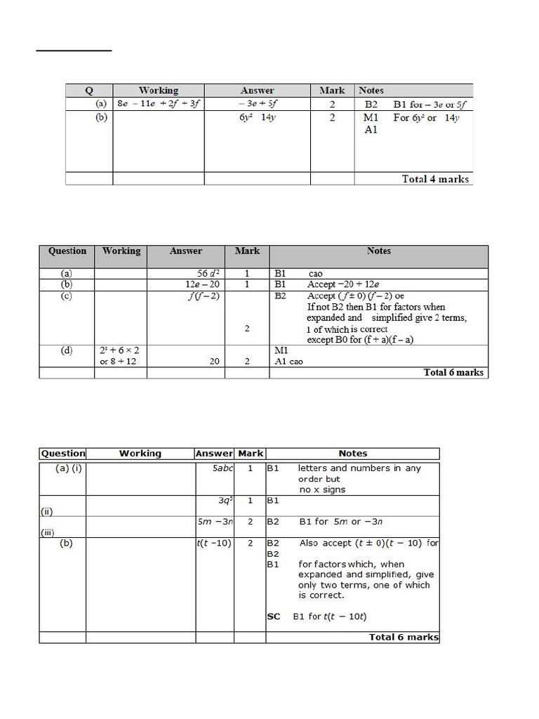 Revision Pack 2 Mark Scheme | PDF