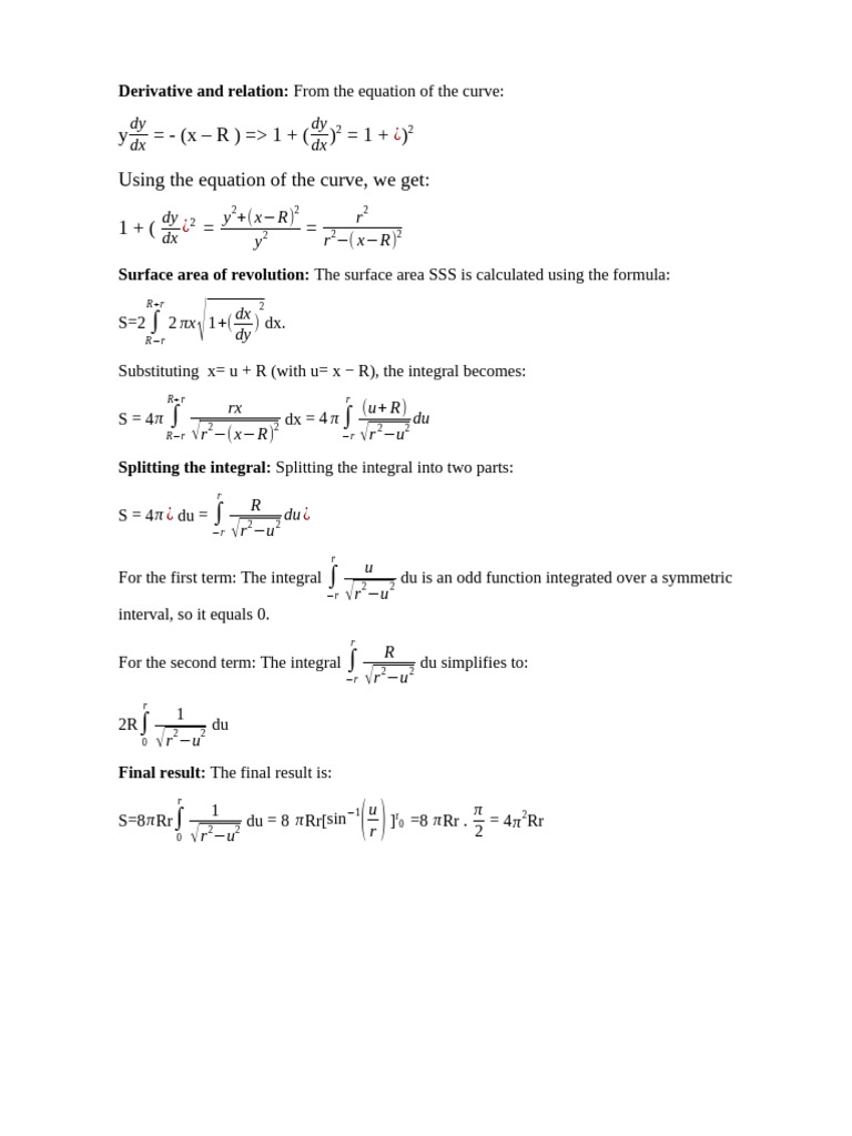 Surface Area of Revolution Calculation | PDF | Mathematical Analysis ...