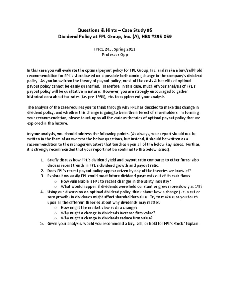 Case 5 - FPL Group Questions) | PDF