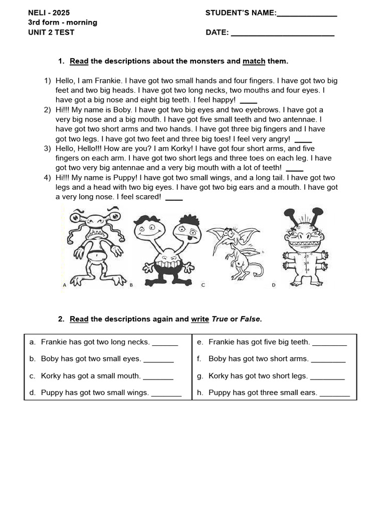 Exam Unit 2 3rd Form Mrning | PDF